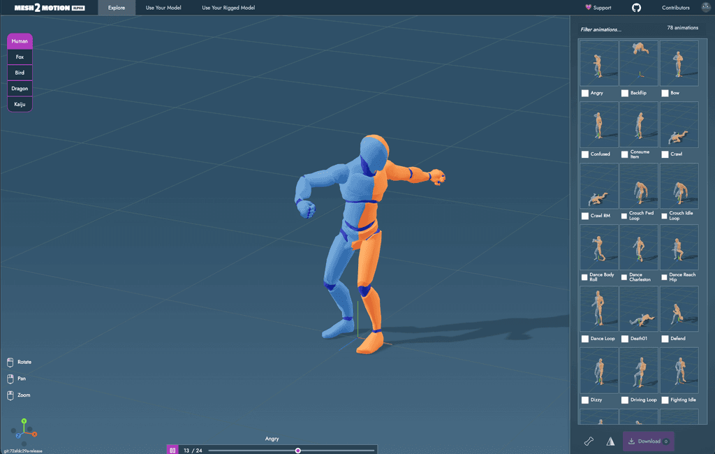 Mesh2motion | Three.js Resources